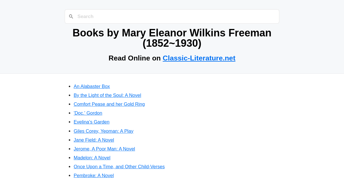 Books by Mary Eleanor Wilkins Freeman (1852~1930) - Read Online on ...