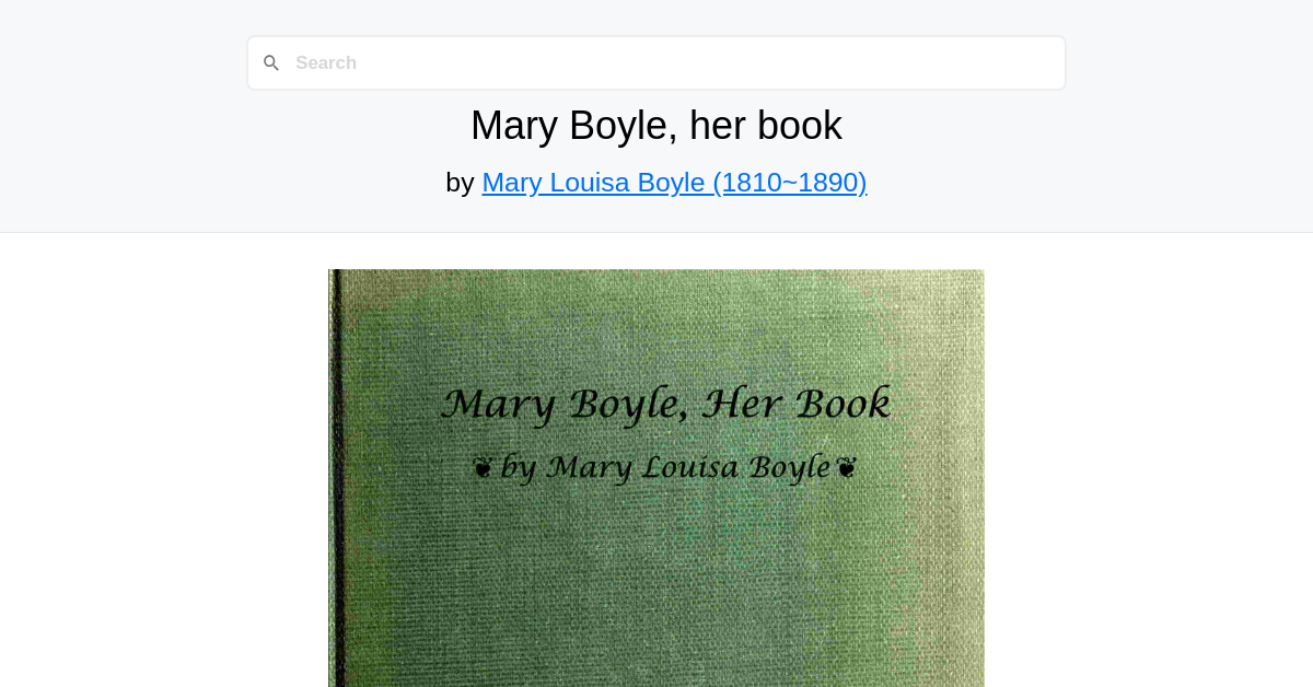 Mary Boyle, her book by Mary Louisa Boyle (1810~1890)