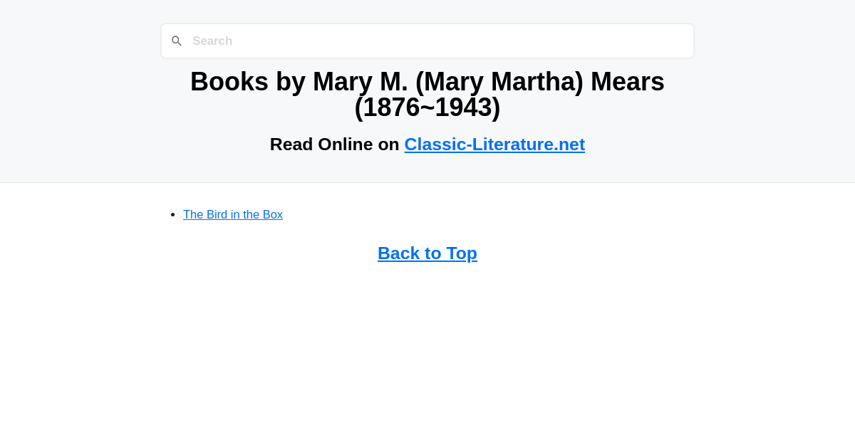 Books by Mary M. (Mary Martha) Mears (1876-1943) - Read Online on ...