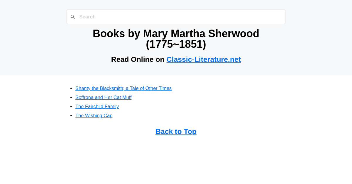 Books by Mary Martha Sherwood (1775~1851) - Read Online on Classic ...