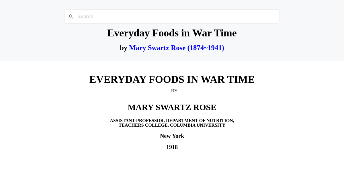 Everyday Foods in War Time
