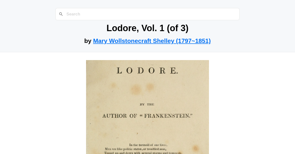 Lodore, Vol. 1 (of 3)