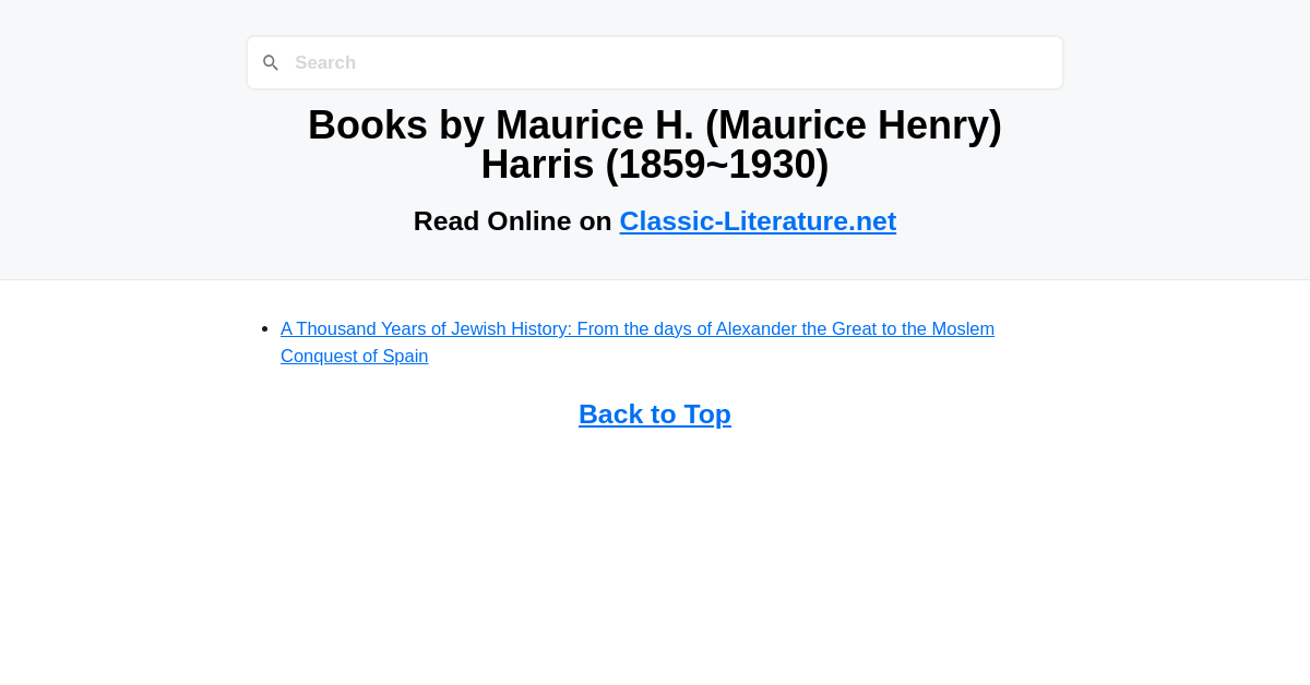 Books by Maurice H. (Maurice Henry) Harris (1859~1930) - Read Online on ...