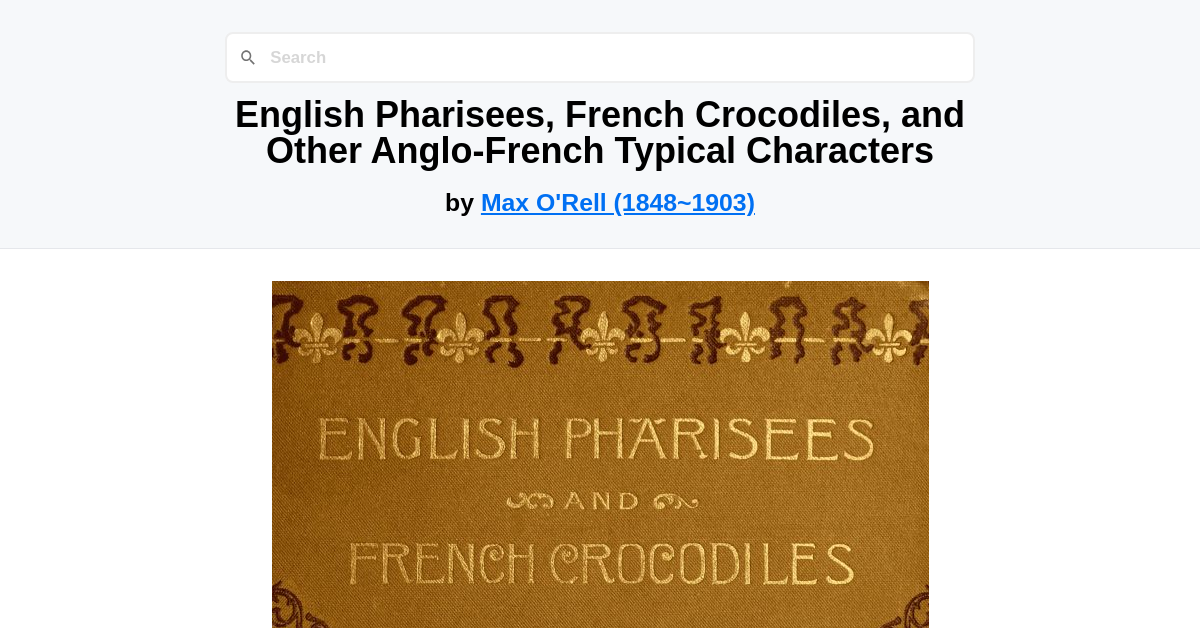 English Pharisees, French Crocodiles, and Other Anglo-French Typical ...