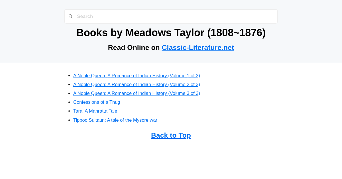 Books by Meadows Taylor (1808~1876) - Read Online on Classic-Literature.net