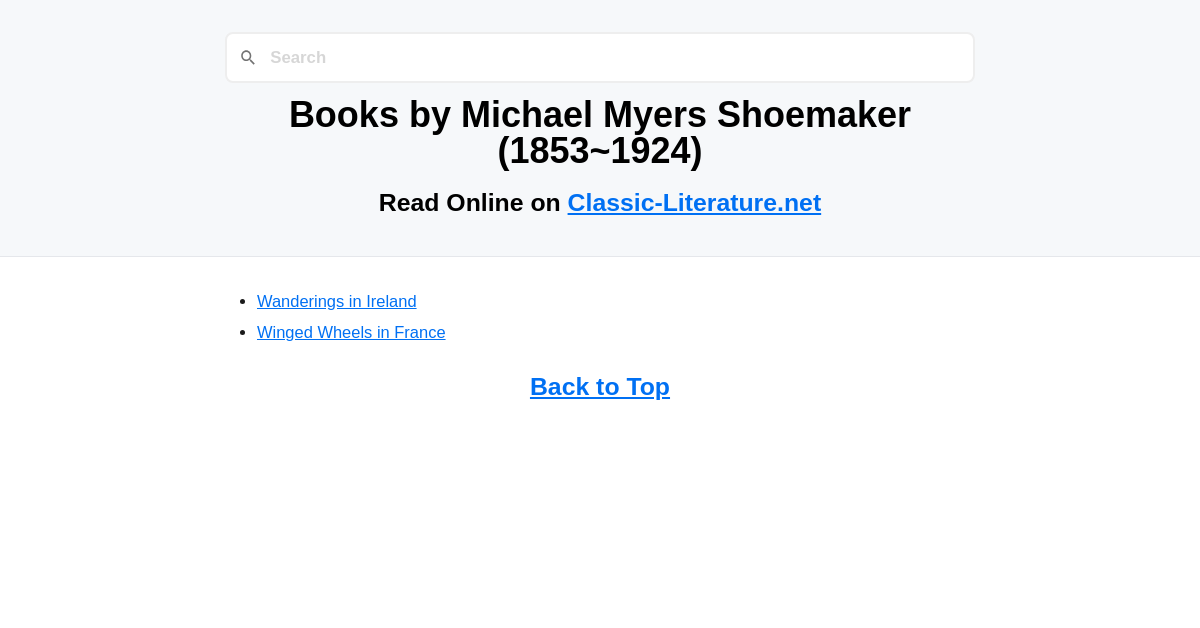 Books by Michael Myers Shoemaker (1853~1924) - Read Online on Classic-Literature.net