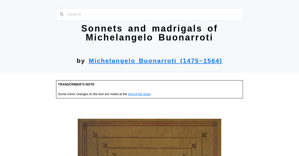 Sonnets and madrigals of Michelangelo Buonarroti