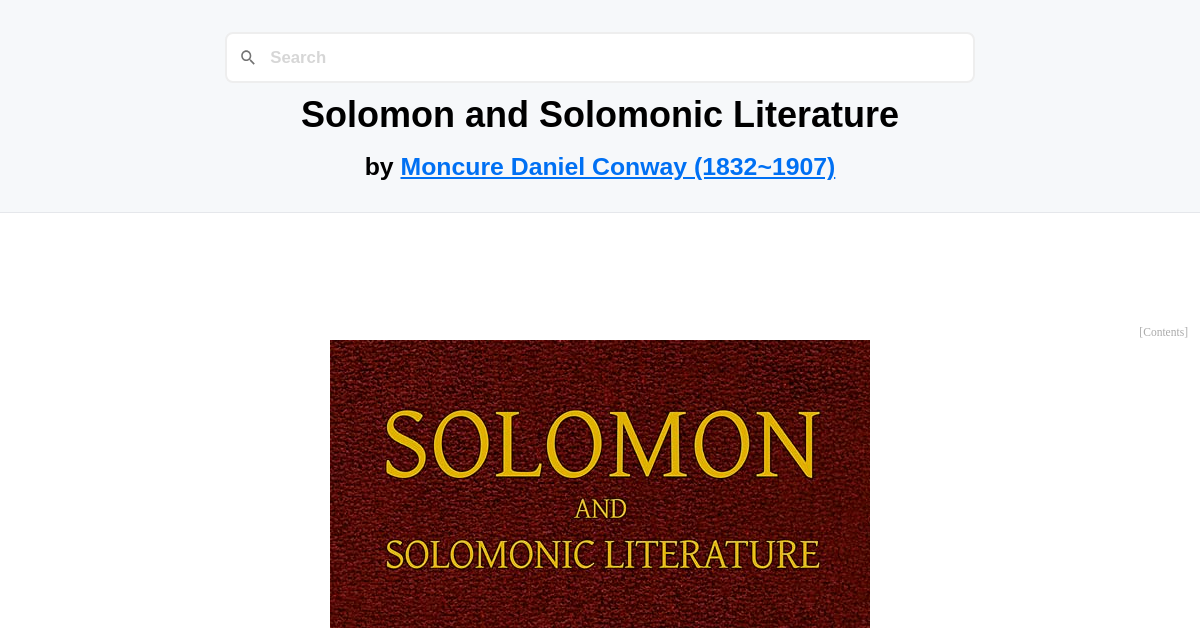 Solomon and Solomonic Literature by Moncure Daniel Conway (1832~1907)