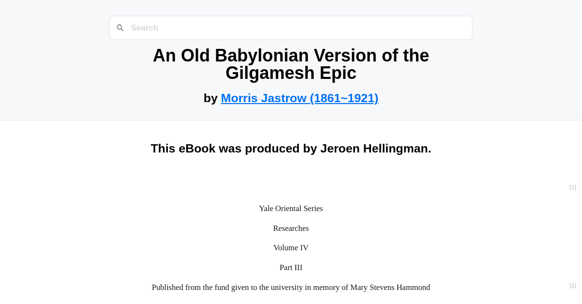 An Old Babylonian Version of the Gilgamesh Epic by Morris Jastrow (1861 ...