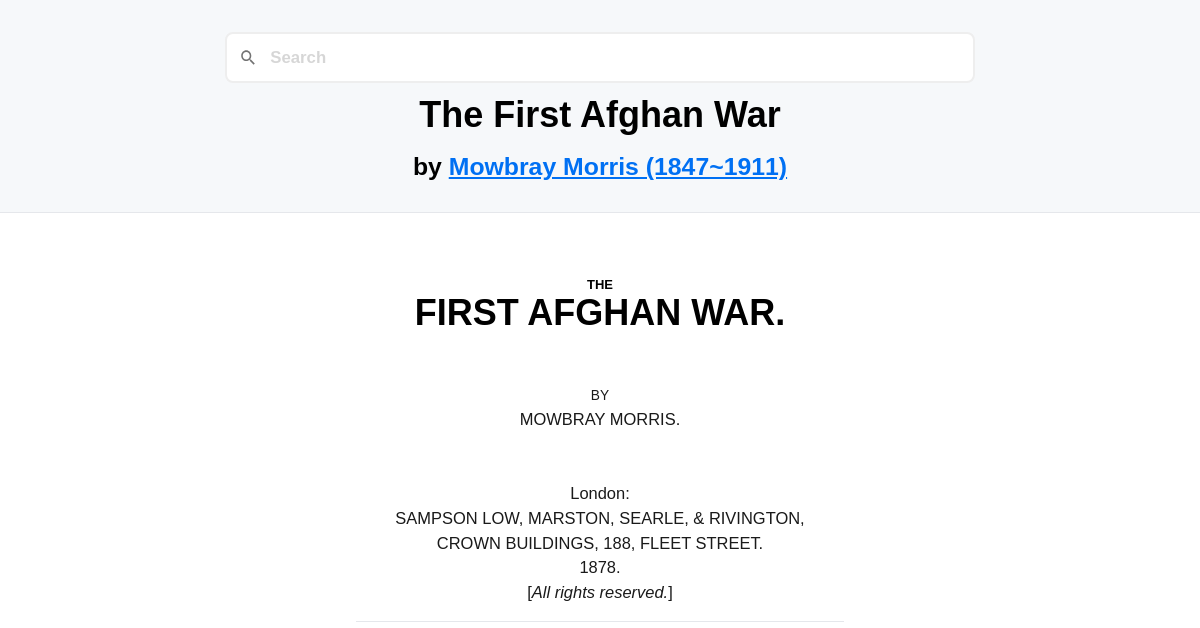 The First Afghan War