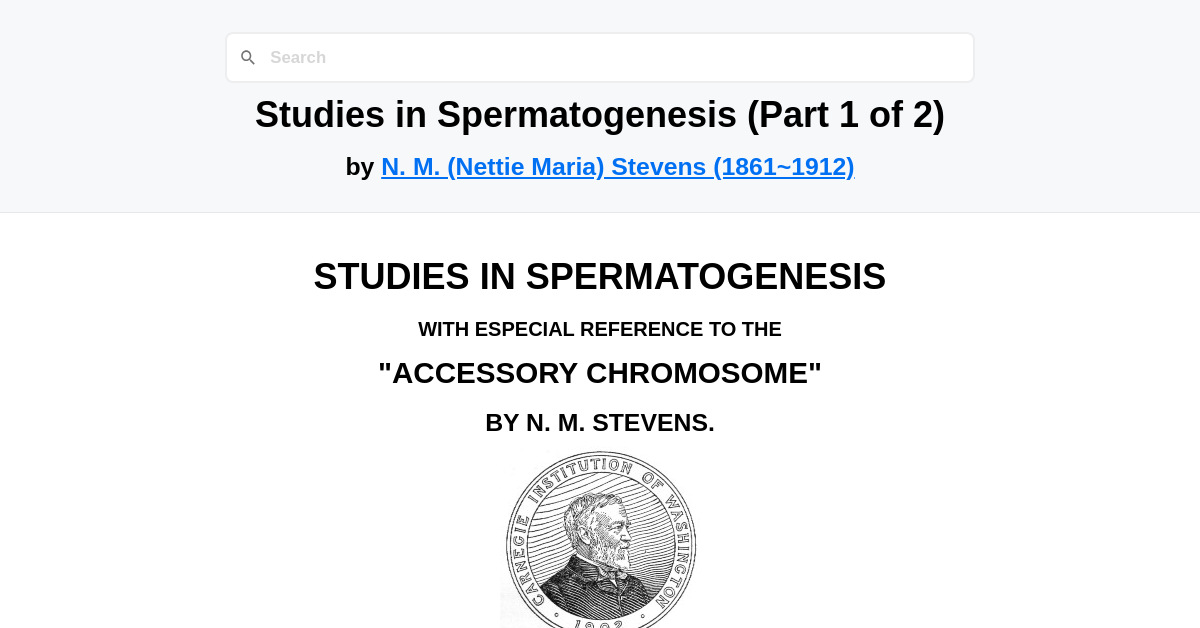 Studies in Spermatogenesis (Part 1 of 2)