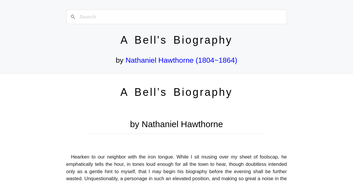 A Bell's Biography by Nathaniel Hawthorne (1804-1864)