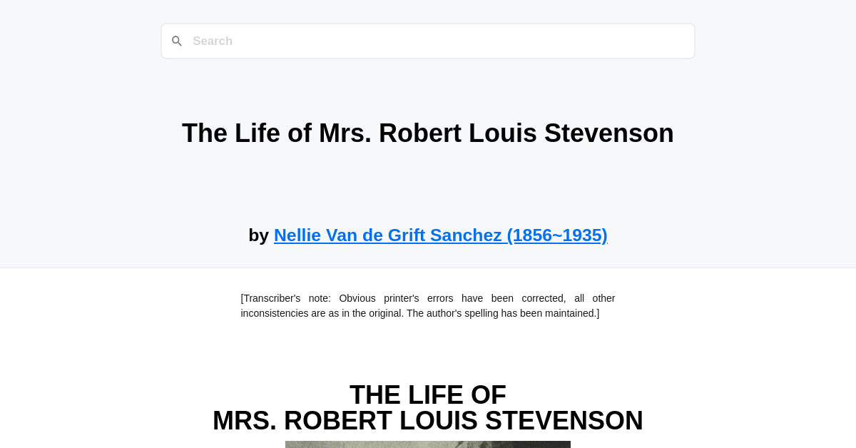 The Life of Mrs. Robert Louis Stevenson by Nellie Van de Grift Sanchez ...