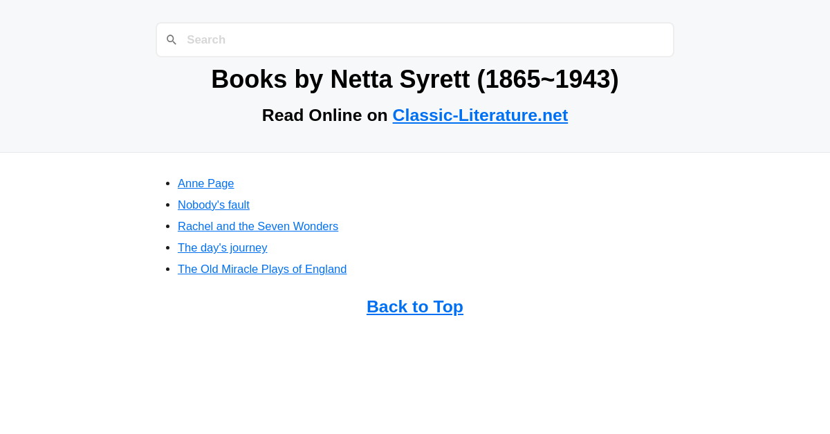 Books by Netta Syrett (1865~1943) - Read Online on Classic-Literature.net