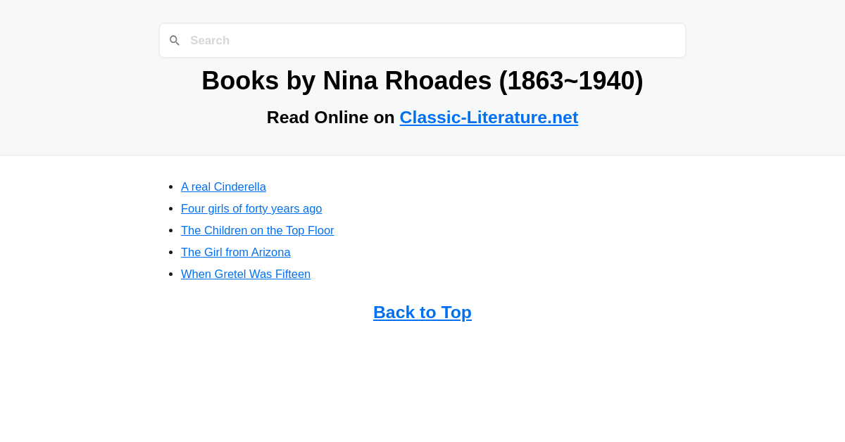 Books by Nina Rhoades (1863~1940) - Read Online on Classic-Literature.net