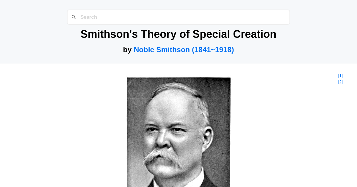 Smithson's Theory of Special Creation by Noble Smithson (1841~1918)