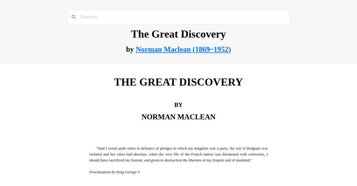 The Great Discovery by Norman Maclean (1869~1952)