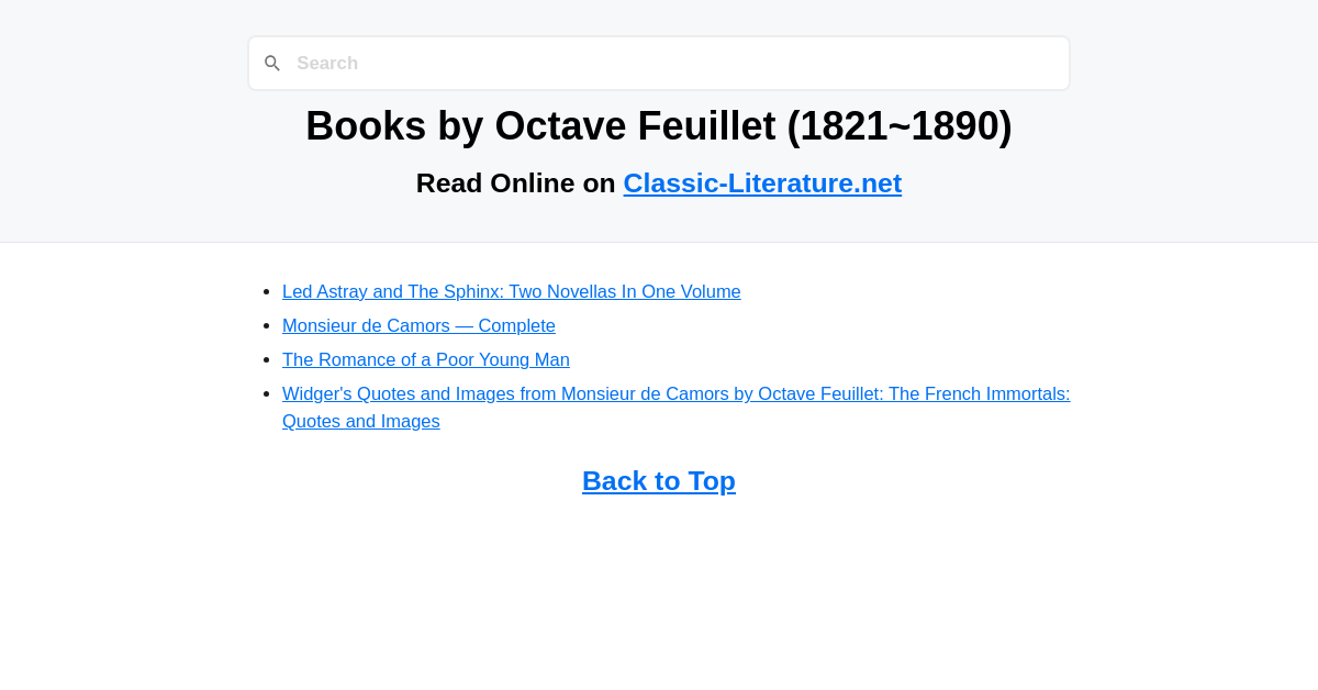 Books by Octave Feuillet (1821~1890) - Read Online on Classic ...