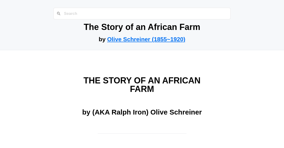 The Story of an African Farm