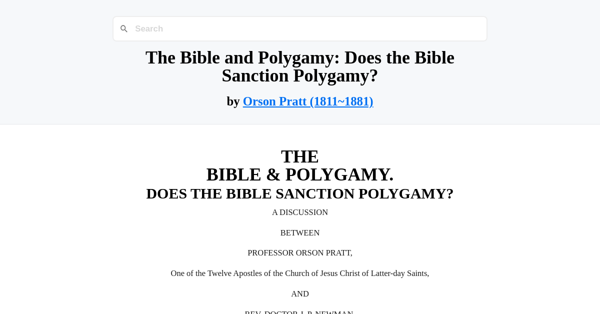 The Bible and Polygamy: Does the Bible Sanction Polygamy? by Orson ...