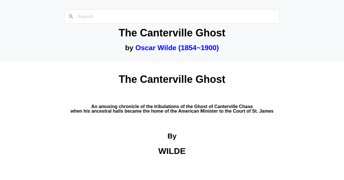 The Canterville Ghost by Oscar Wilde (1854~1900)