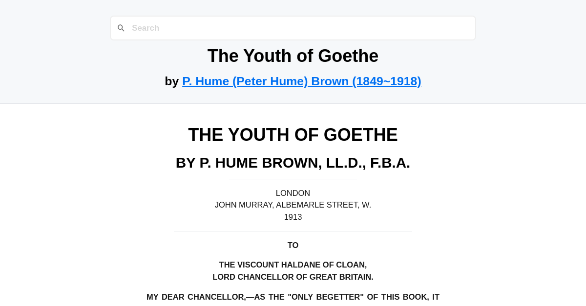 The Youth of Goethe by P. Hume (Peter Hume) Brown (1849~1918)