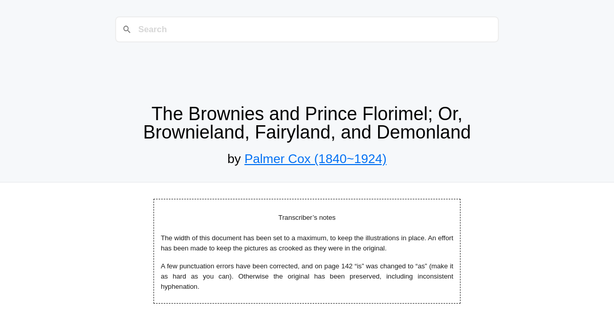 The Brownies and Prince Florimel; Or, Brownieland, Fairyland, and Demonland