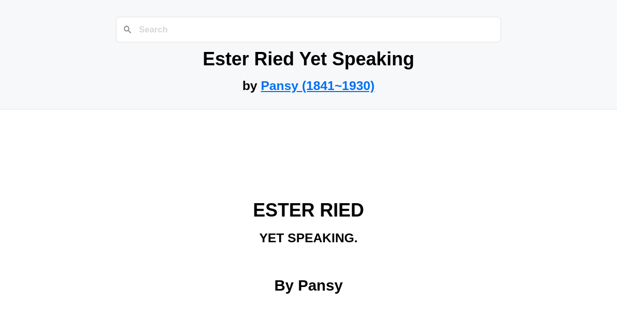 Ester Ried Yet Speaking by Pansy (1841~1930)