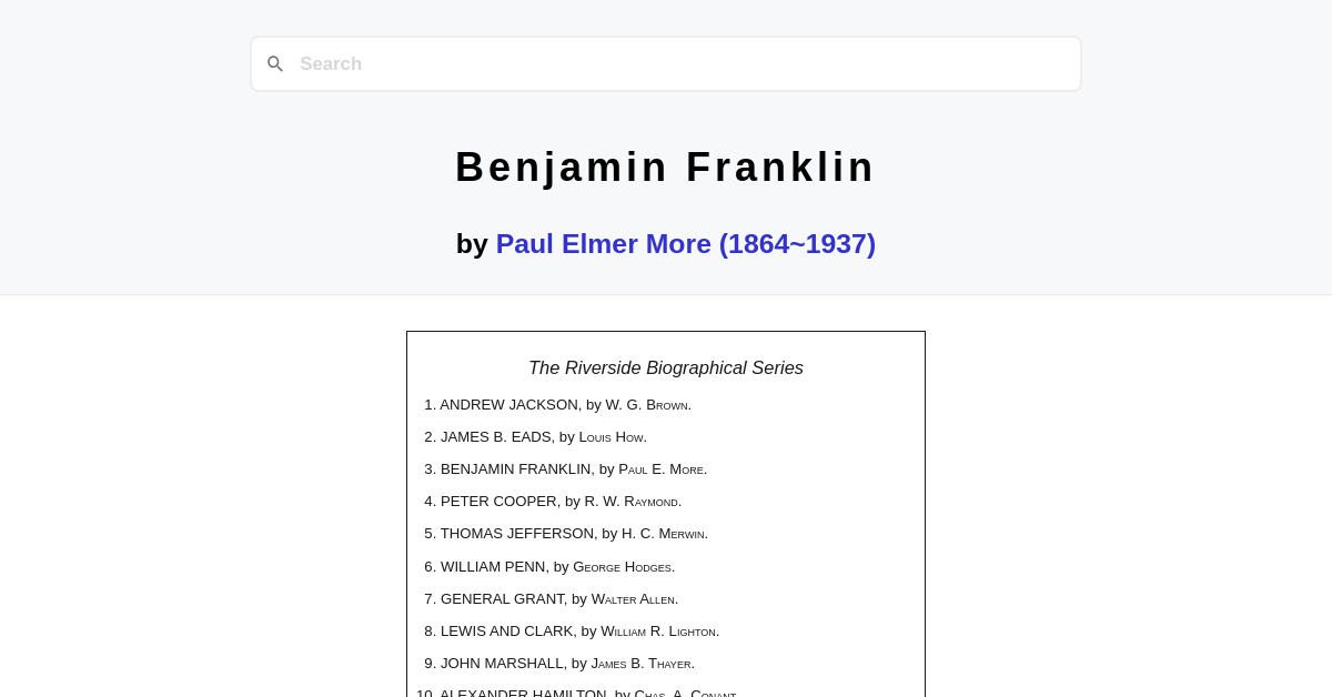 Benjamin Franklin by Paul Elmer More (1864~1937)