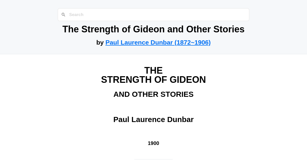 The Strength of Gideon and Other Stories