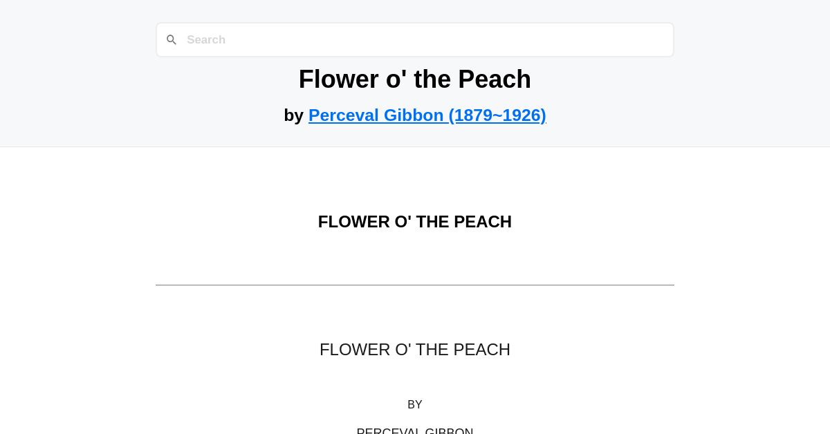 Flower o' the Peach by Perceval Gibbon (1879~1926)