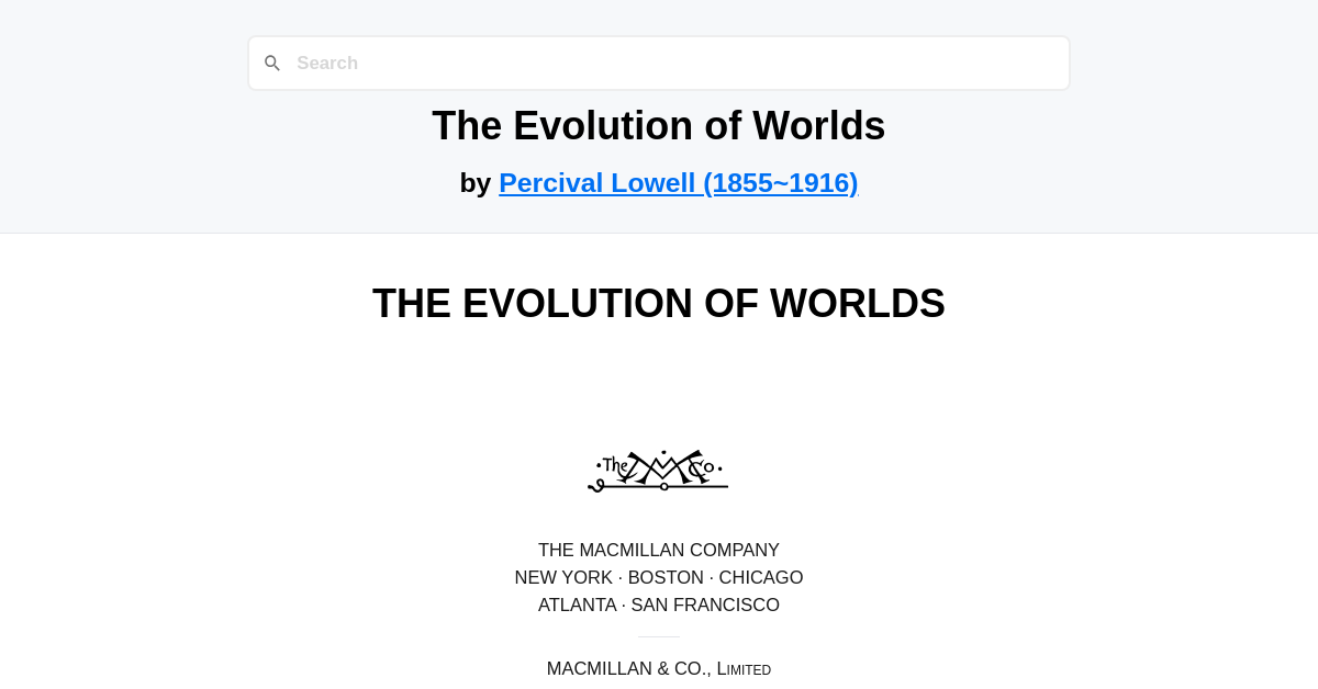 The Evolution of Worlds by Percival Lowell (1855~1916)