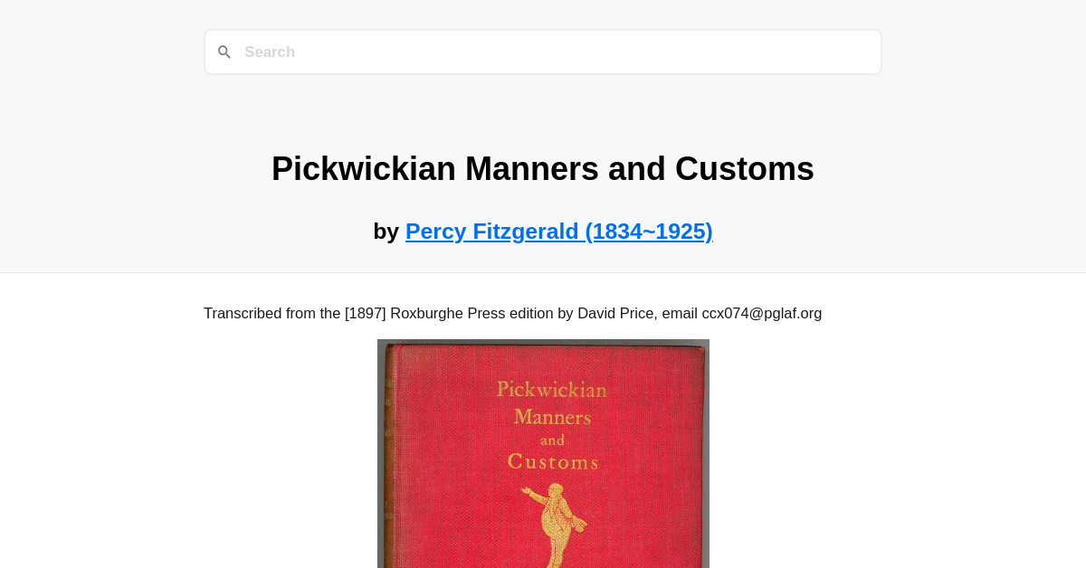 Pickwickian Manners and Customs by Percy Fitzgerald (1834~1925)