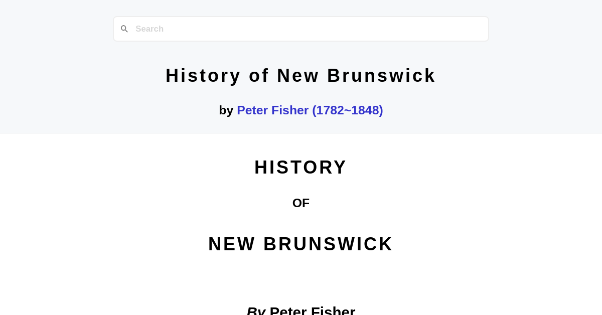 History of New Brunswick by Peter Fisher (1782~1848)
