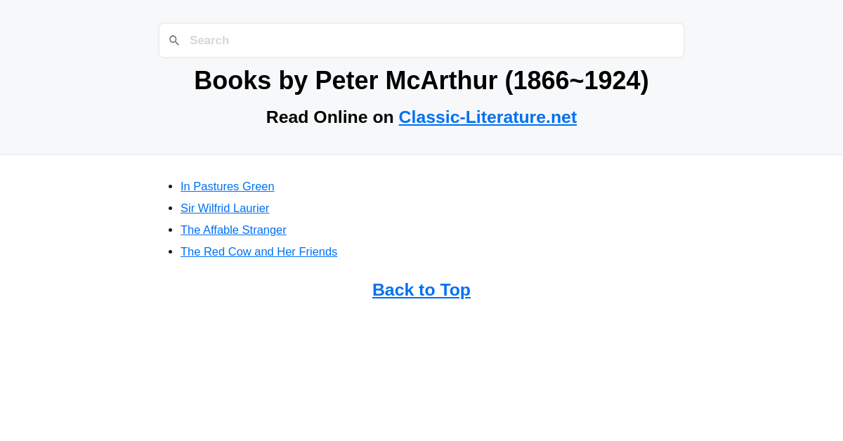 Books by Peter McArthur (1866~1924) - Read Online on Classic-Literature.net