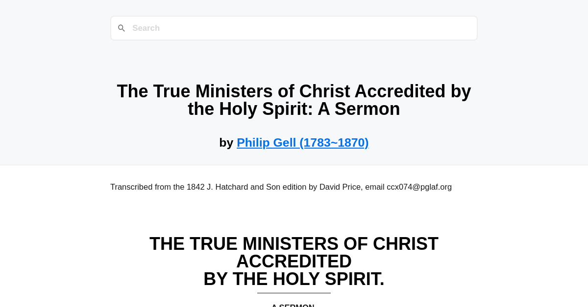 The True Ministers of Christ Accredited by the Holy Spirit: A Sermon by ...