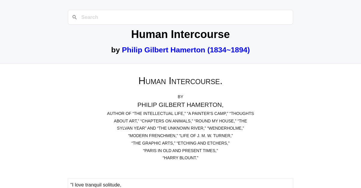 Human Intercourse by Philip Gilbert Hamerton (1834~1894)