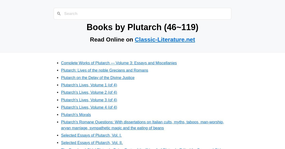 Books by Plutarch (46~119) - Read Online on Classic-Literature.net