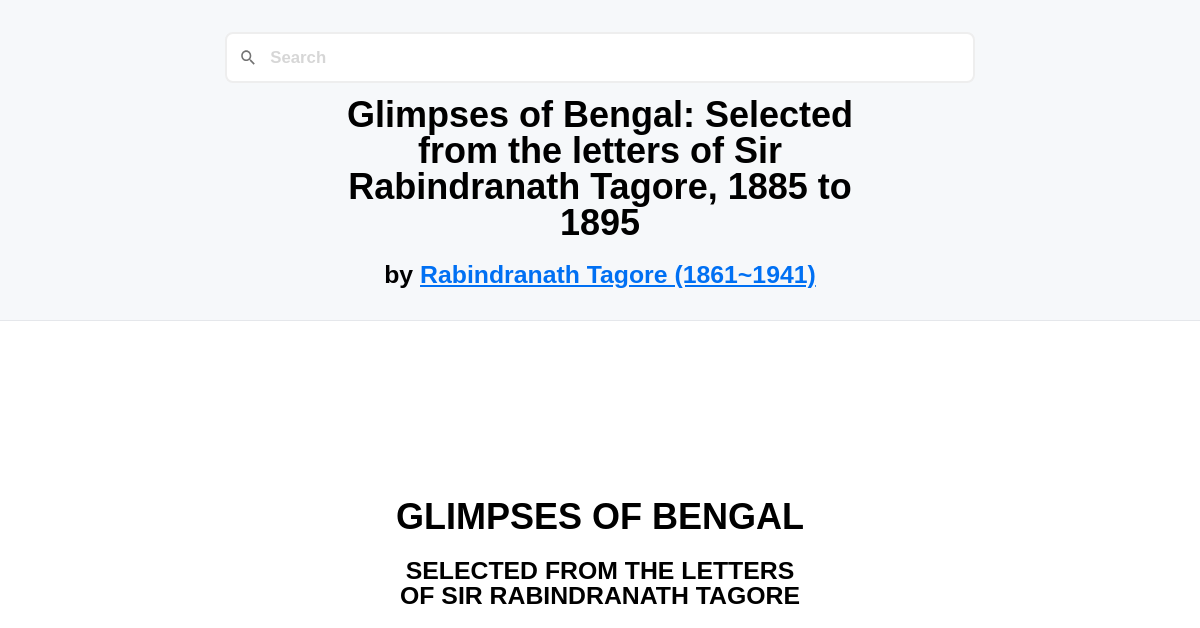 Glimpses of Bengal: Selected from the letters of Sir Rabindranath ...