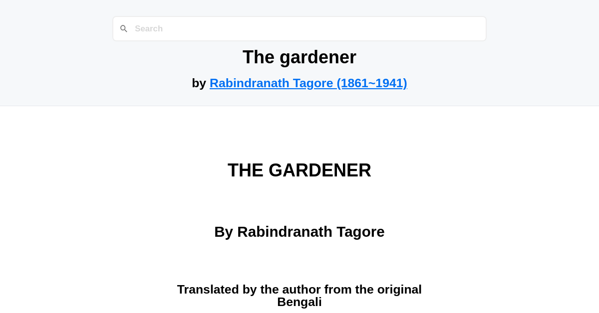 The gardener by Rabindranath Tagore (1861~1941)