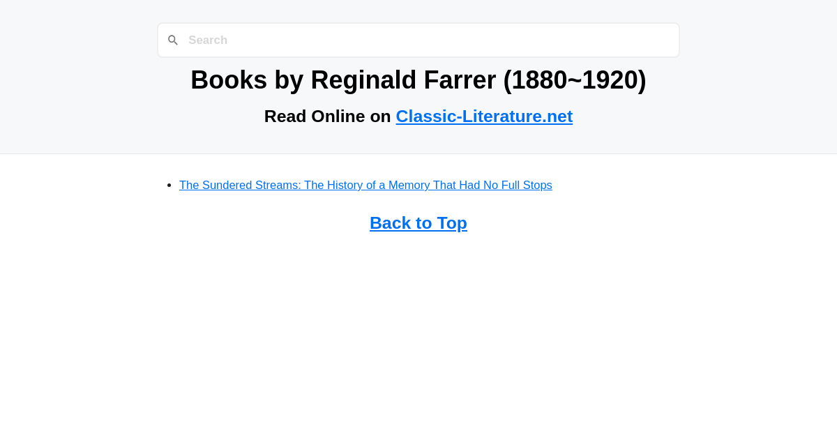 Books by Reginald Farrer (1880~1920) - Read Online on Classic ...