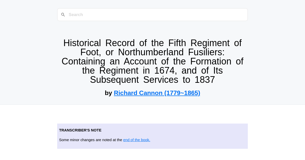 Historical Record of the Fifth Regiment of Foot, or Northumberland ...