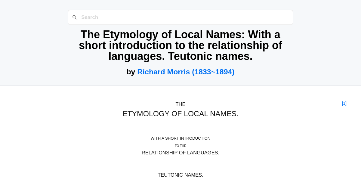 The Etymology of Local Names: With a short introduction to the ...