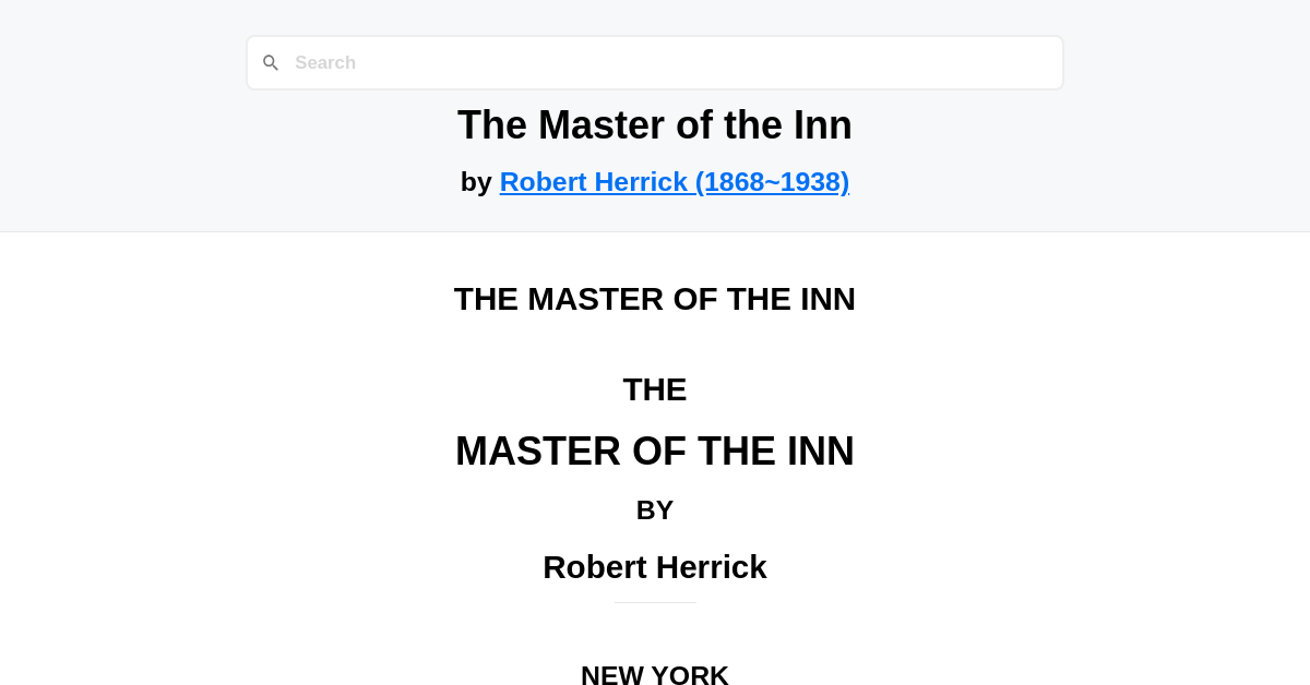 The Master of the Inn by Robert Herrick (1868~1938)