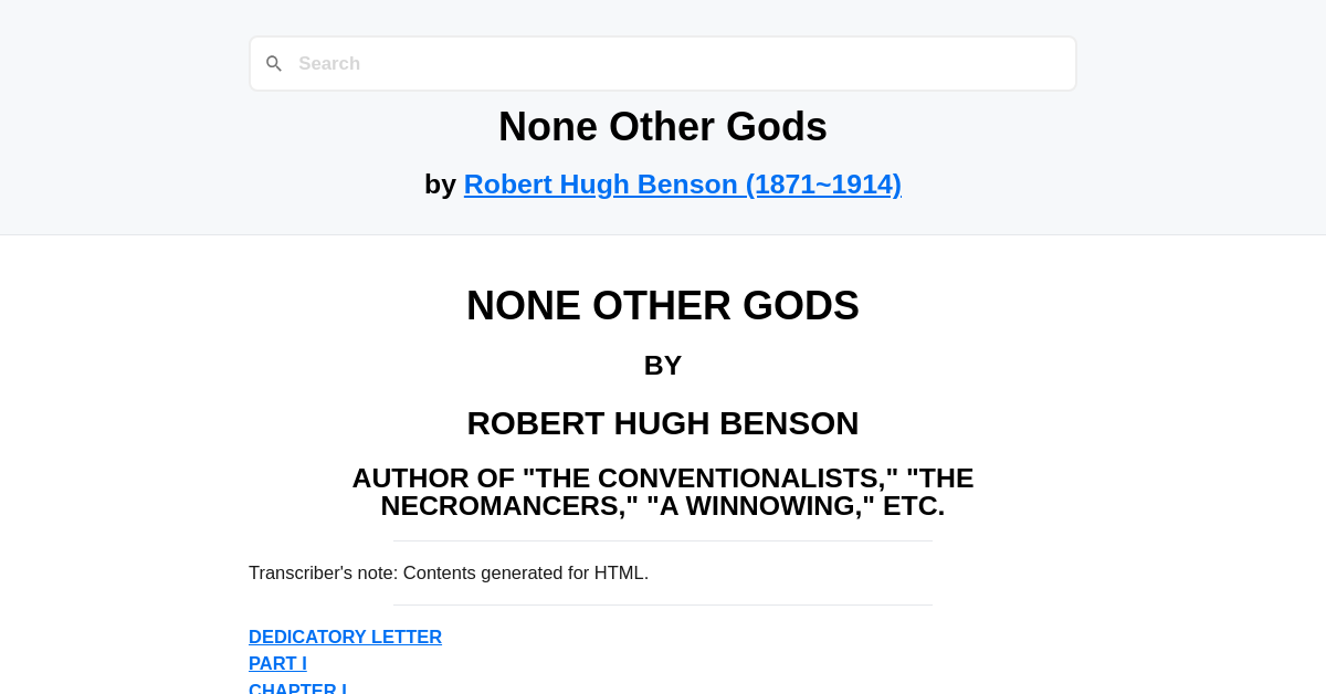 None Other Gods by Robert Hugh Benson (1871~1914)