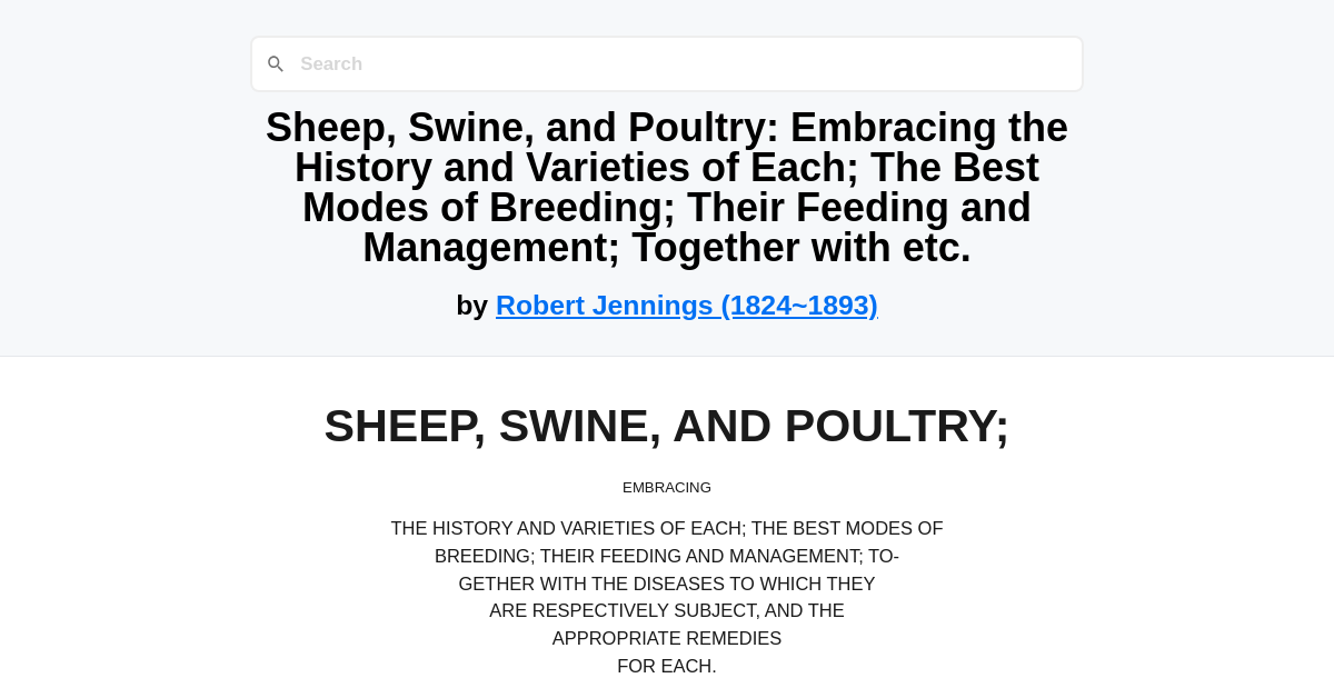 Sheep, Swine, and Poultry: Embracing the History and Varieties of Each ...