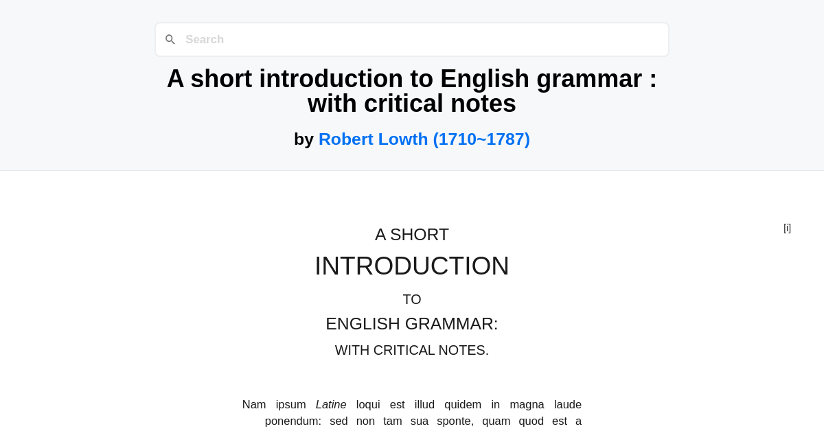A short introduction to English grammar : with critical notes by Robert ...