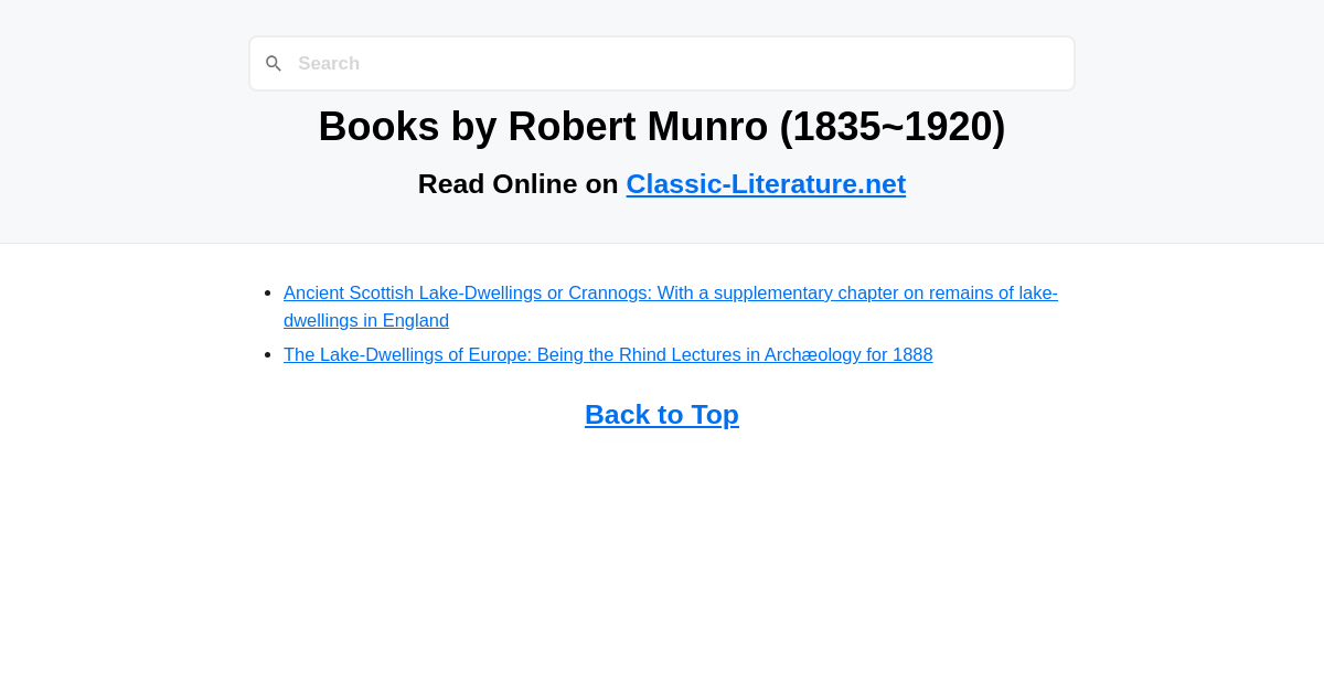 Books by Robert Munro (1835~1920) - Read Online on Classic-Literature.net