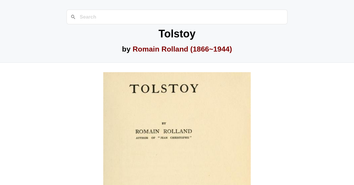 Tolstoy by Romain Rolland (1866~1944)