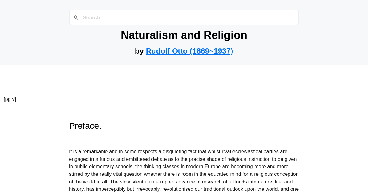 Naturalism and Religion by Rudolf Otto (1869~1937)